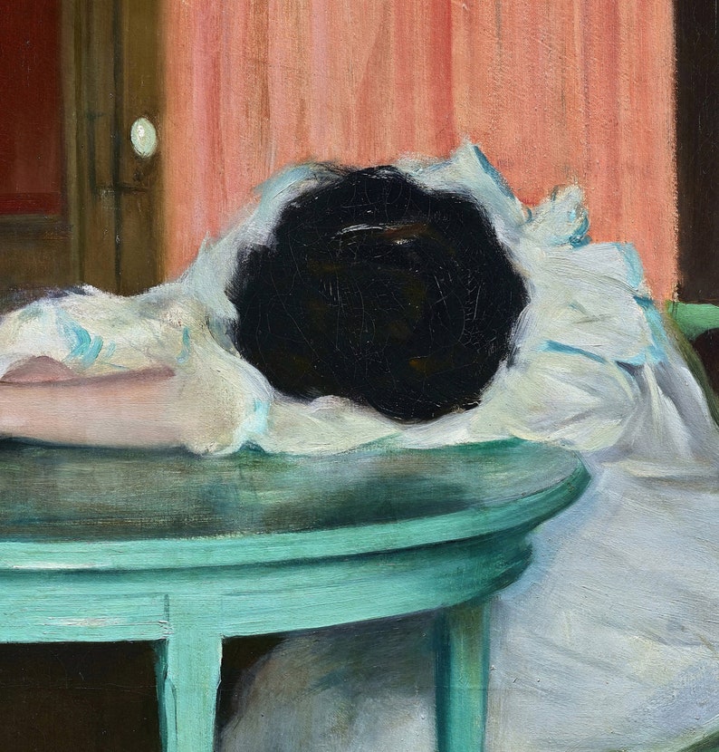 Tired Woman Vintage Wall Art Woman Portrait Antique Wall - Etsy