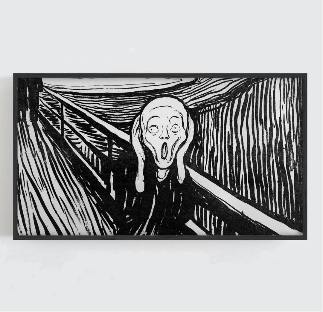 Halloween Frame TV Art, the Scream Wall Art, Halloween Wall Art, Black ...