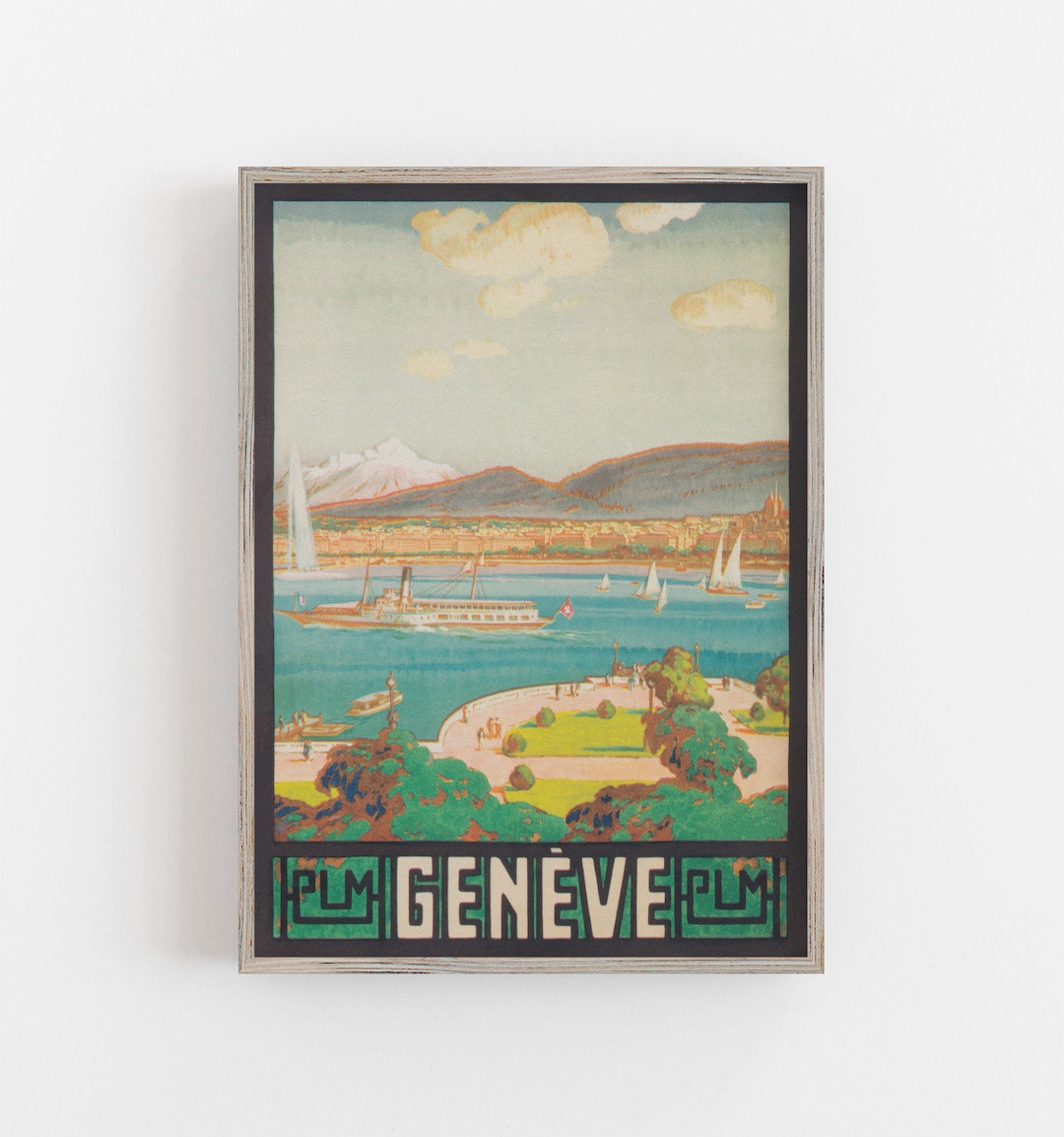 Vintage Geneva Switzerland Travel Poster, Lake Geneva Art Print ...