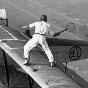 Tennis on Airplane, Black and White Art, Vintage Wall Art, Playing ...