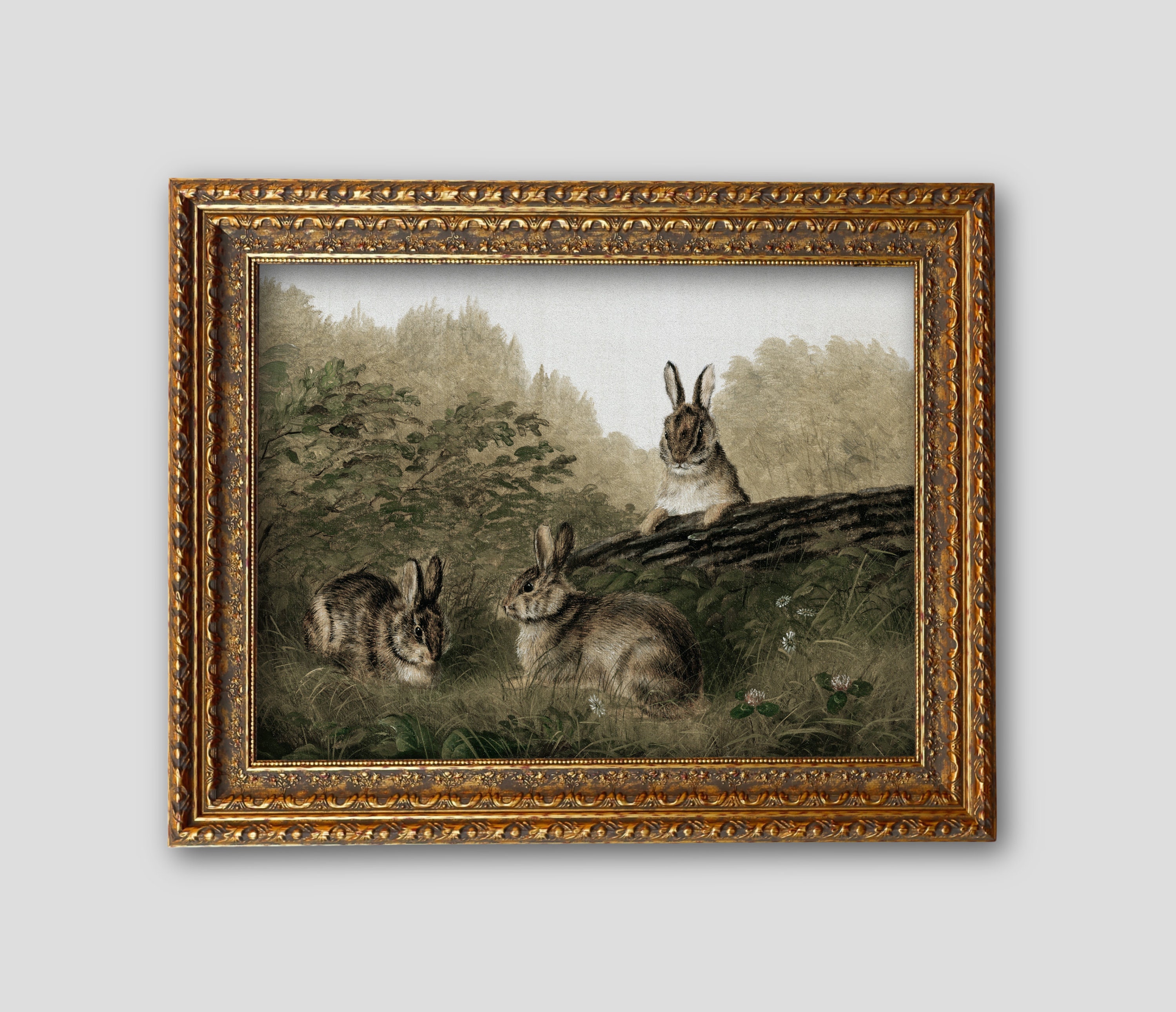 Rabbits Wall Art Vintage Wall Art Bunny Rabbit Print - Etsy