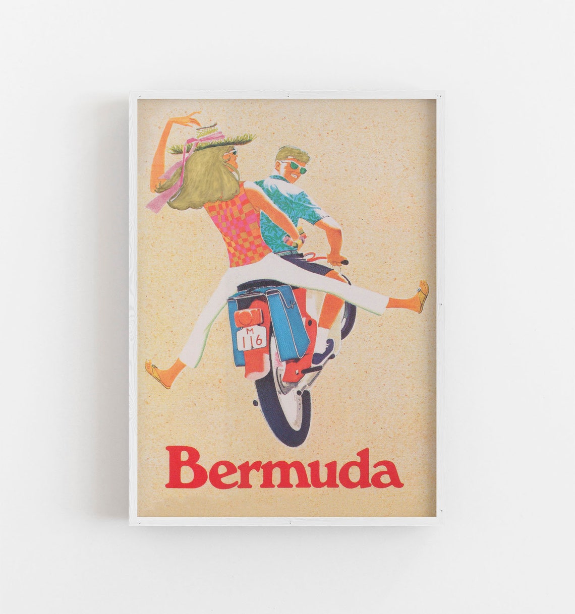 Bermuda Wall Art, Vintage Wall Art, Motorcycle Print, Moped Art ...