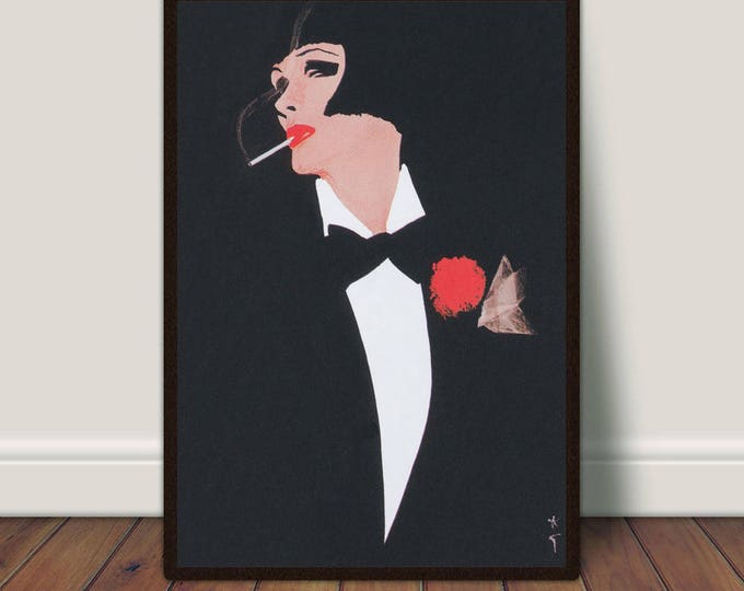 Vintage Woman With a Gun Poster Retro Woman Smoking a Cigarette Wall ...