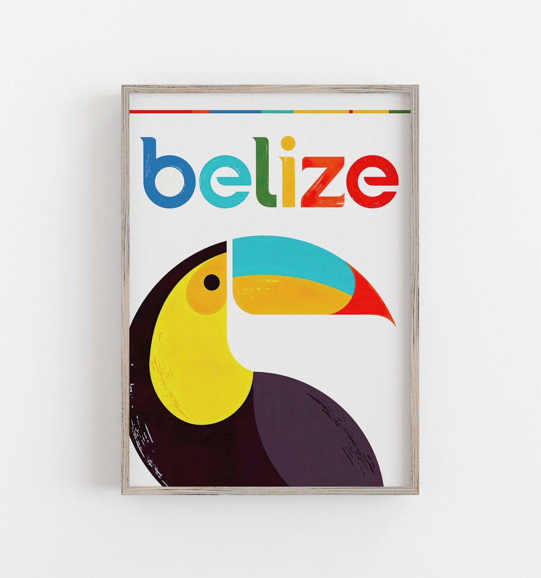 Belize Travel Poster: Retro Toucan Print, Caribbean Wall Art (digital ...