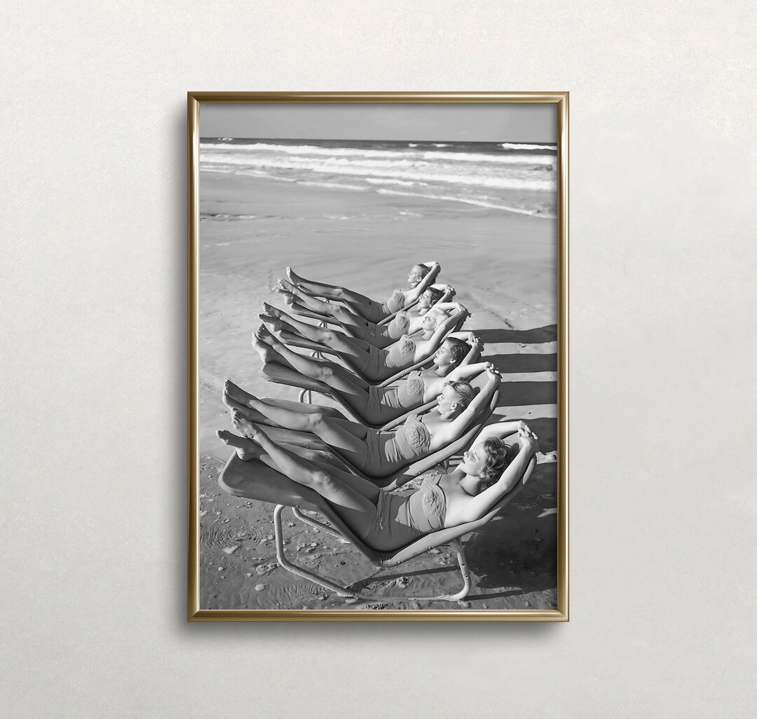 Sunbathers Wall Art, Black and White Art, Vintage Wall Art, Beach Wall ...