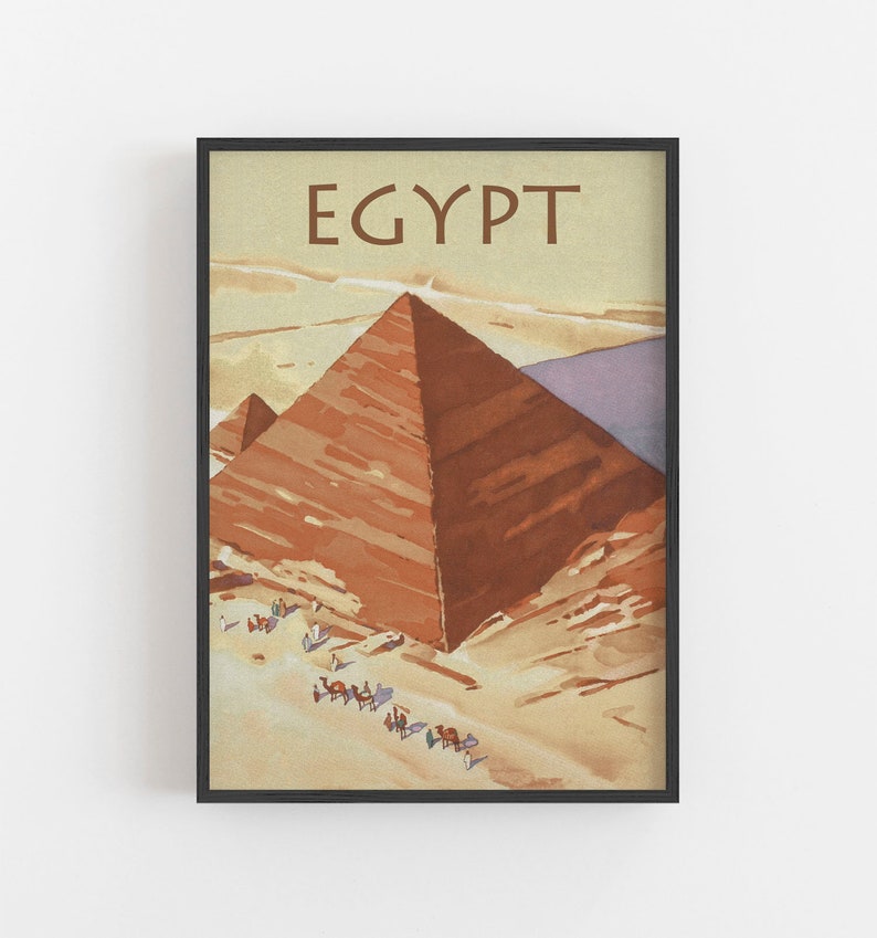 Egypt Wall Art, Great Pyramids Print, Egypt Travel Poster, Vintage ...