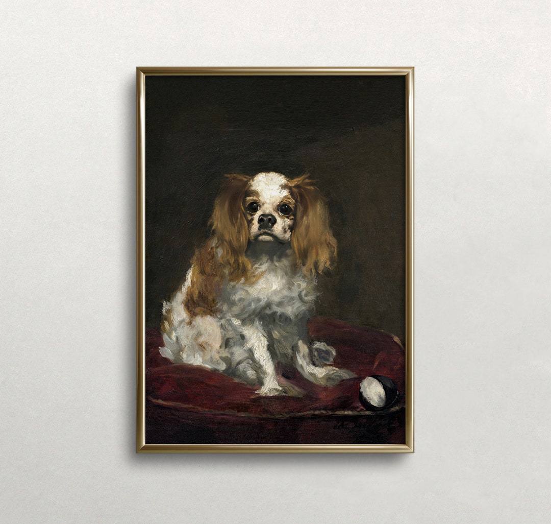 Vintage King Charles Spaniel Portrait: Moody Antique Dog Art (digital ...