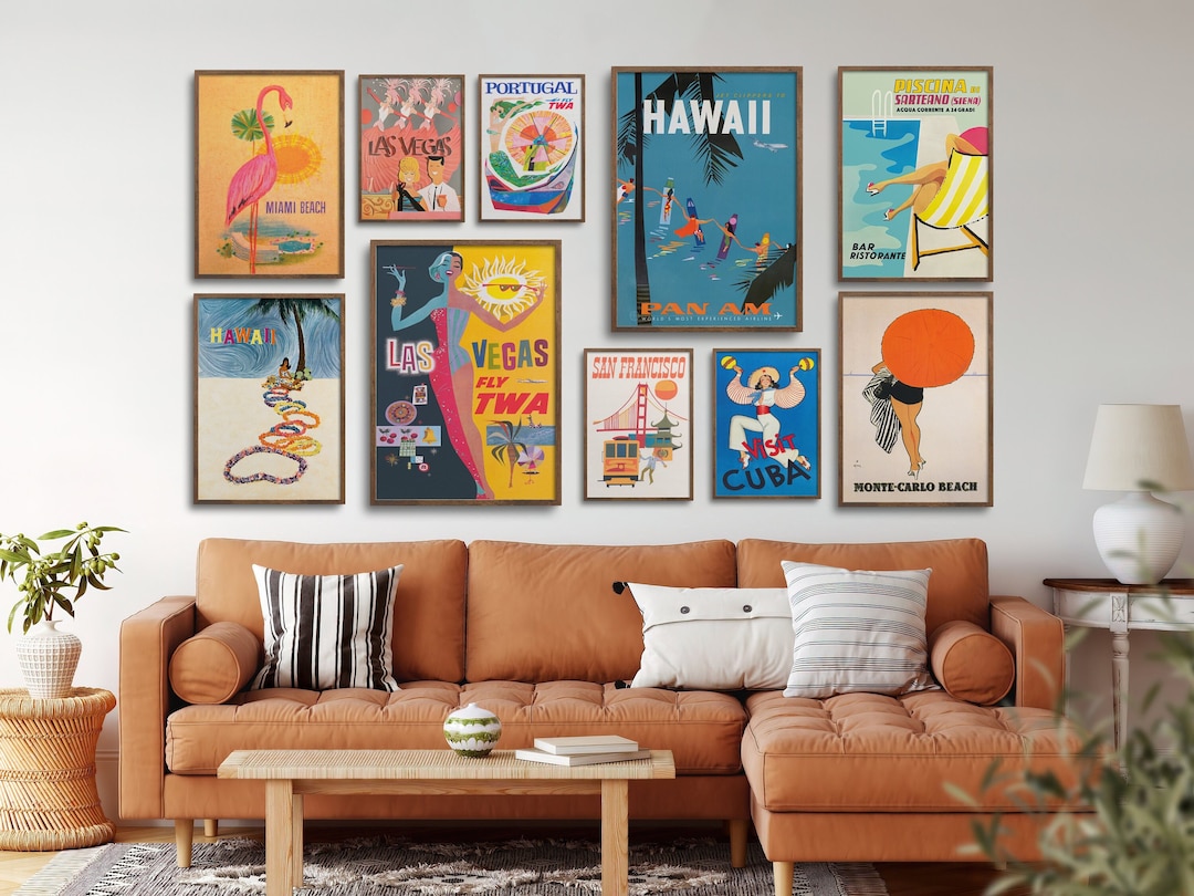 Retro Travel Poster Set: Eclectic Gallery Wall Art (digital Download ...