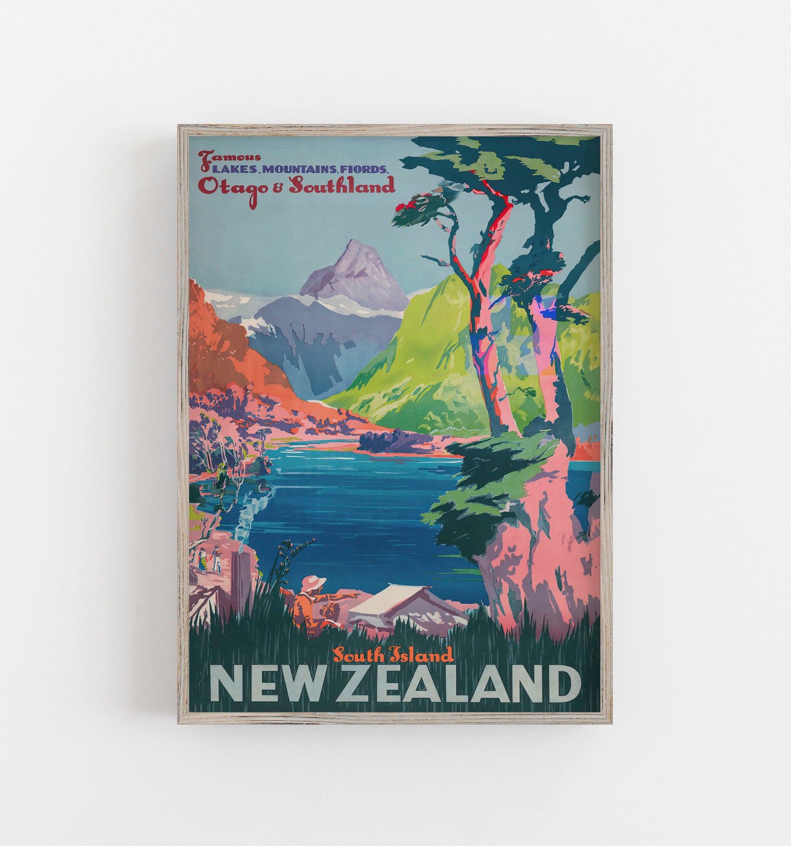 New Zealand Print Travel Poster South Island Poster - Etsy