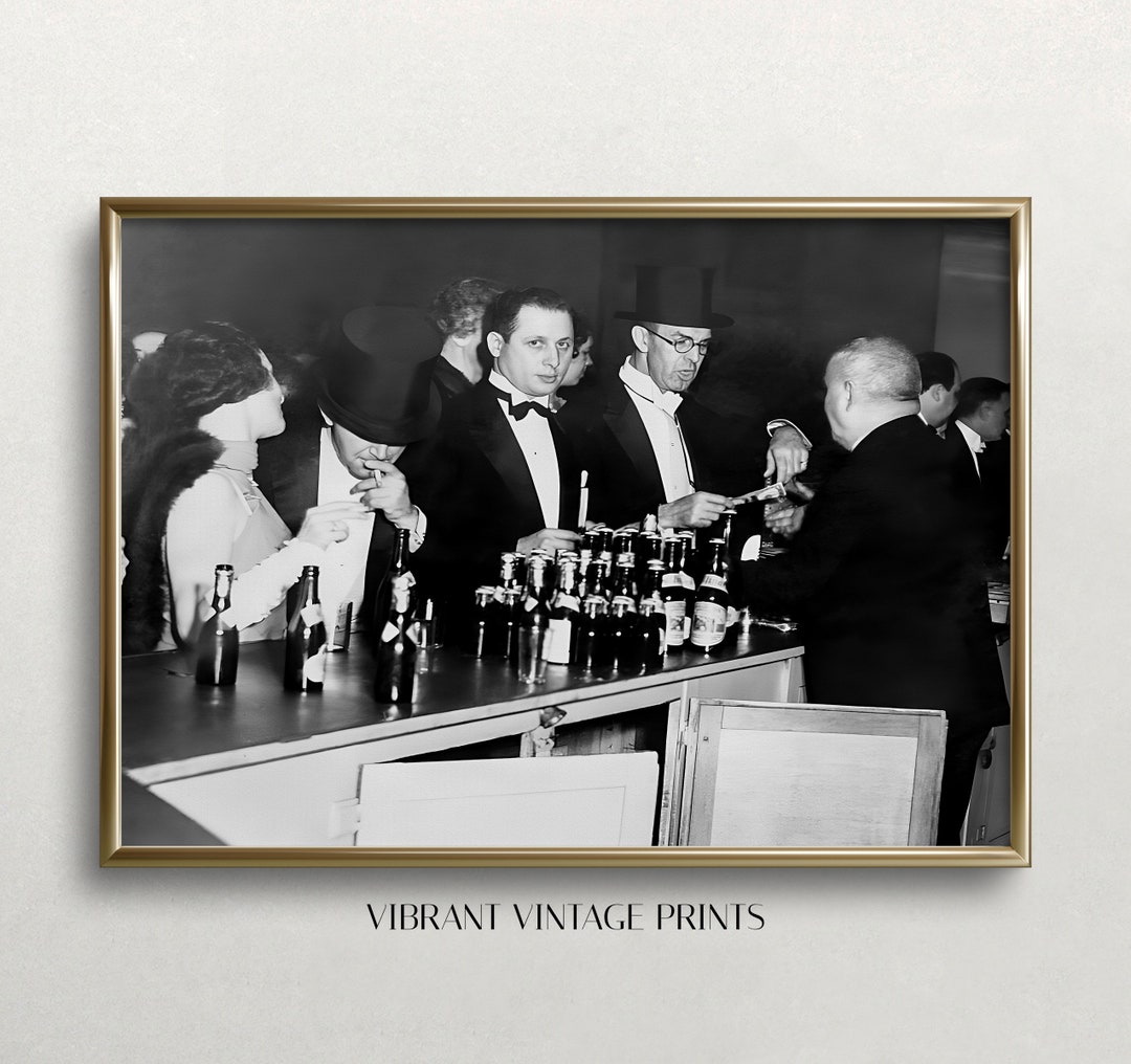 Prohibition Wall Art, Black and White Art, Vintage Wall Art, Bar Wall ...