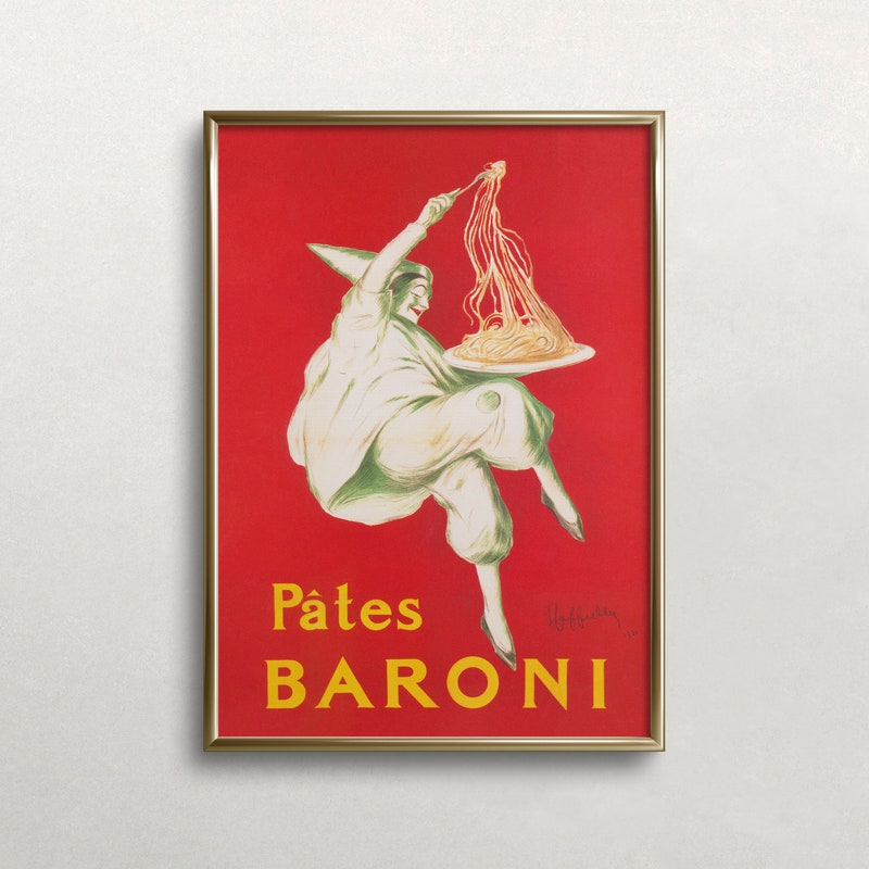 Pates Baroni Art, Vintage Poster Art, Spaghetti Wall Art, Vintage Food ...