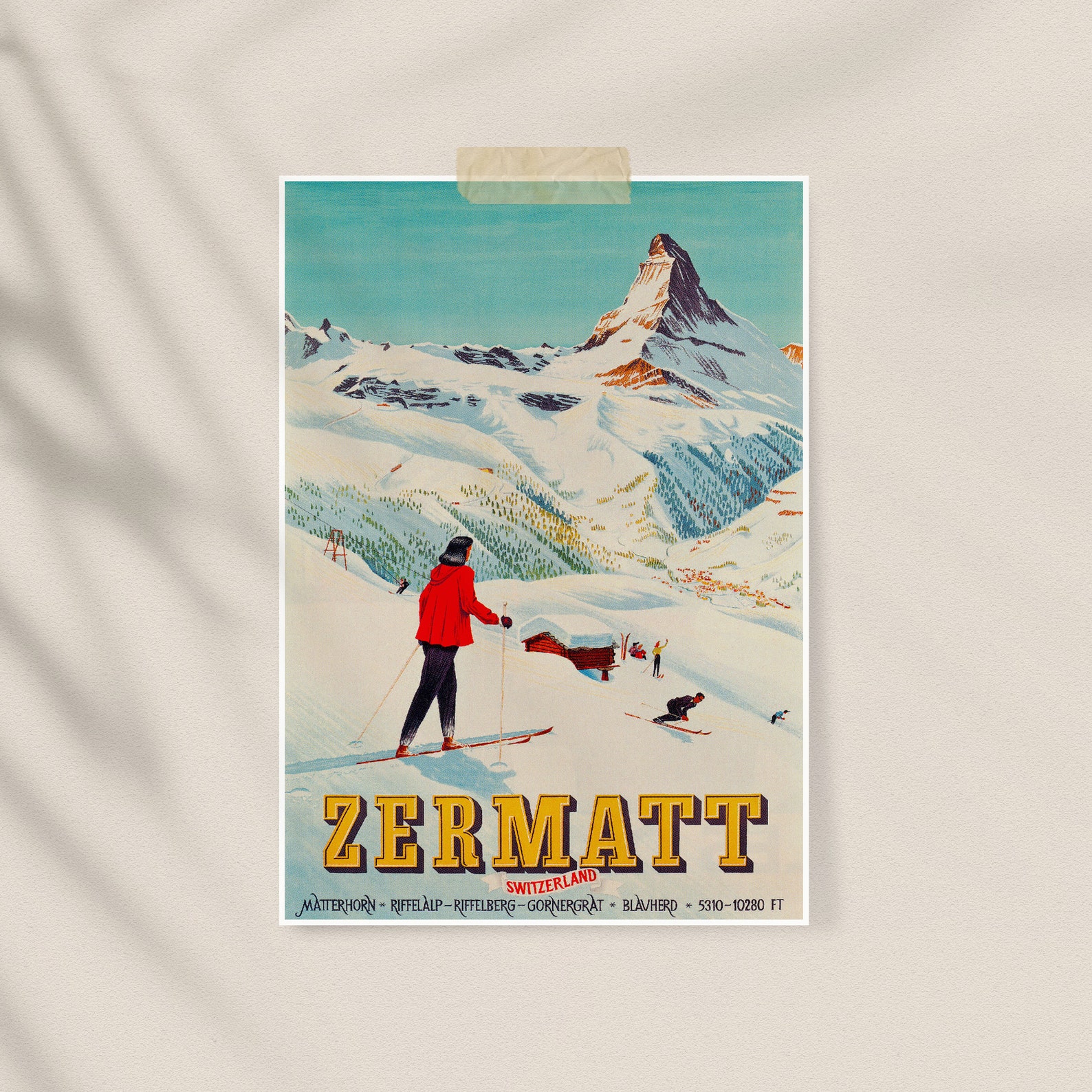 Zermatt Switzerland Print Matterhorn Print Vintage Ski | Etsy