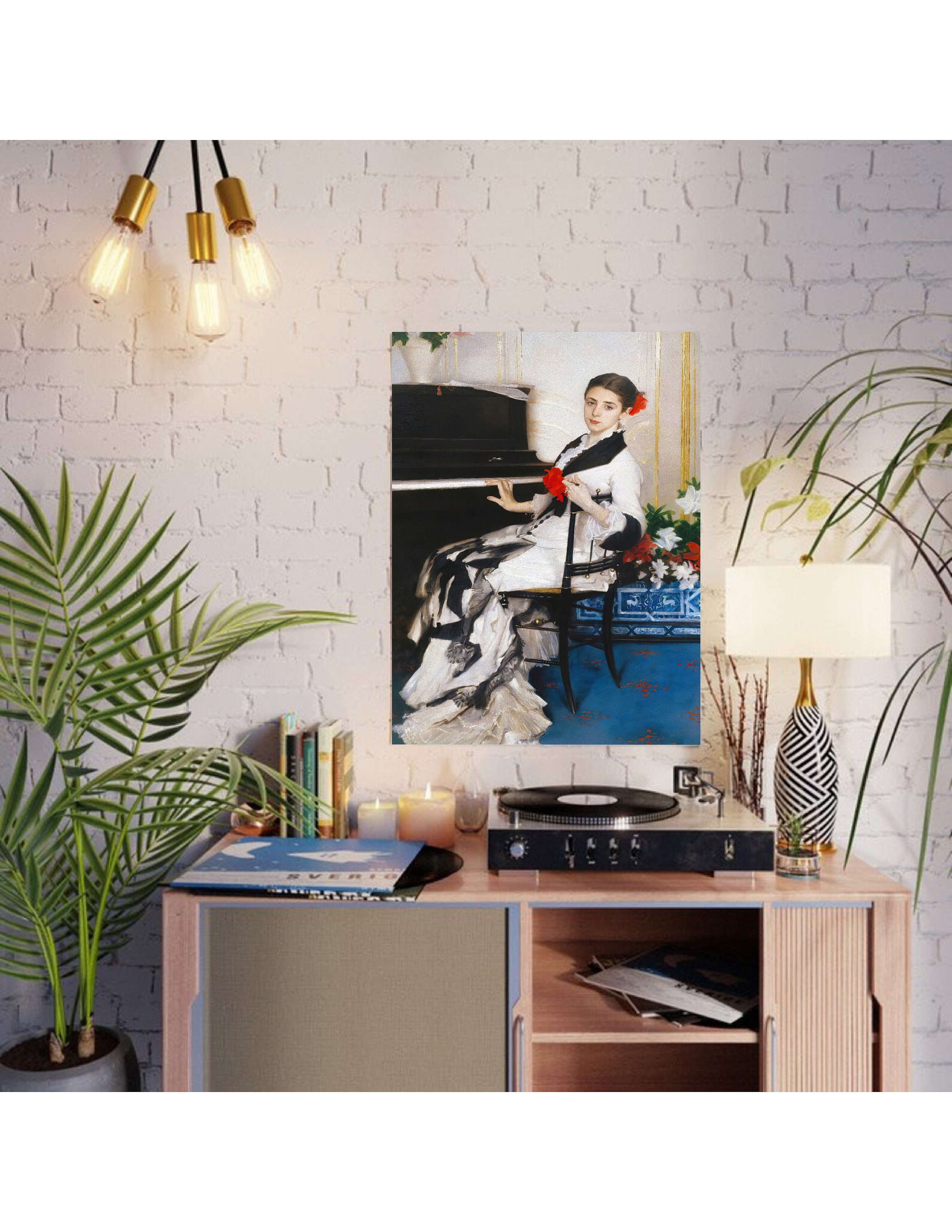 Piano Player Art Vintage Wall Art Woman Portrait Music - Etsy