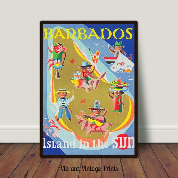 Barbados Wall Art Caribbean Print Whimsical Wall Art | Etsy
