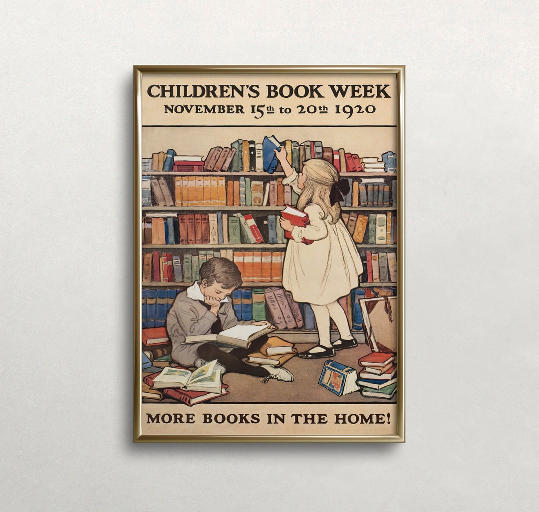 Vintage Book Readers Art: Children's Book Week Poster (digital Download ...