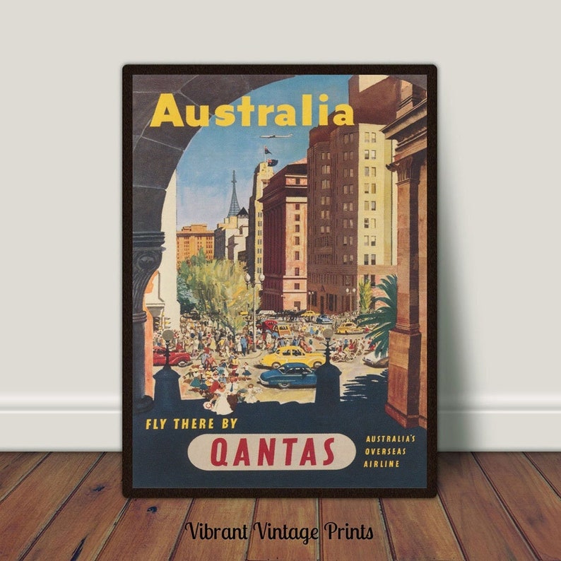 Sydney Australia Vintage Travel Poster: Retro Wall Art (digital ...