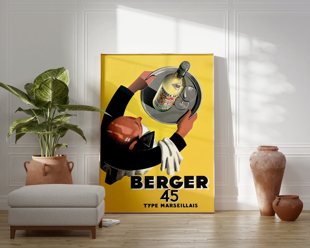 Waiter With Tray, Bar Wall Decor, Vintage Wall Art, Berger 45 Print ...