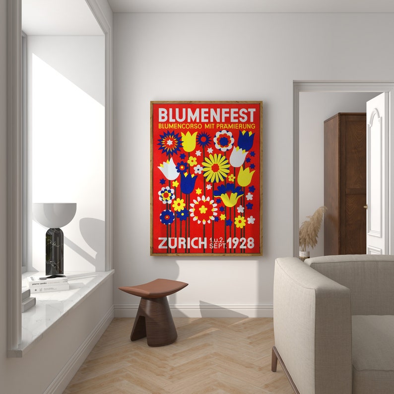 Flower Festival Print Switzerland Travel Poster Bloomfest - Etsy
