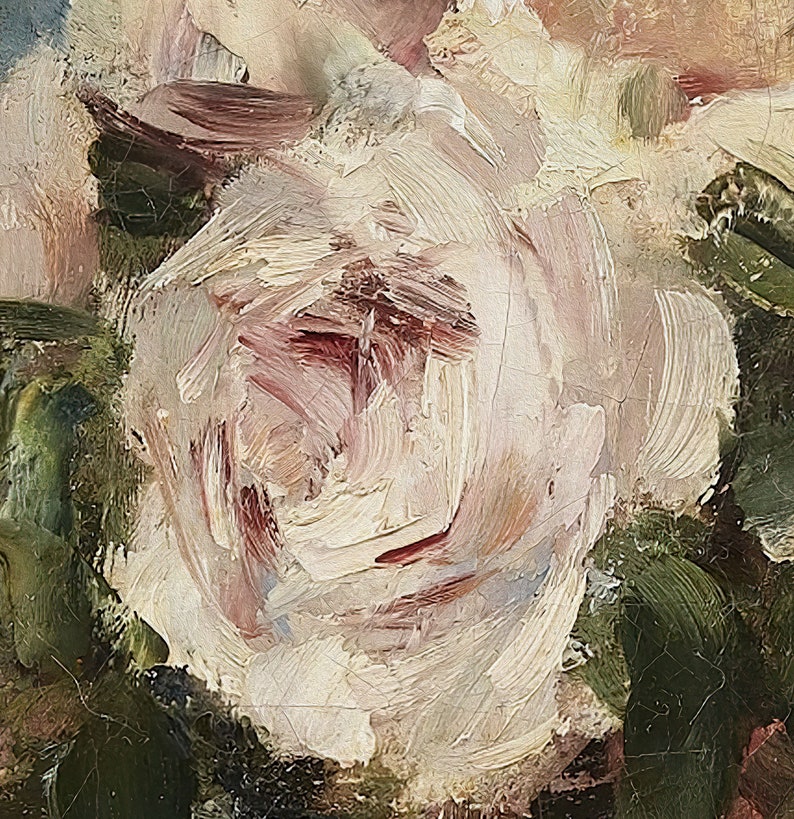 Vintage Wall Art Pink Roses Painting Antique Print - Etsy