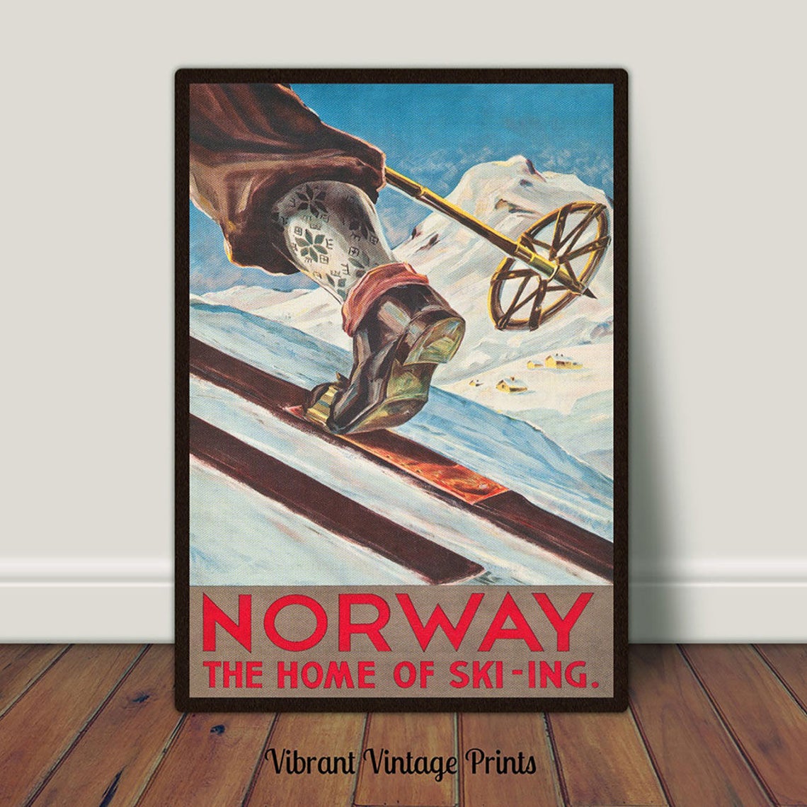 Norvège Art mural Affiche de ski vintage Art mural dhiver - Etsy France