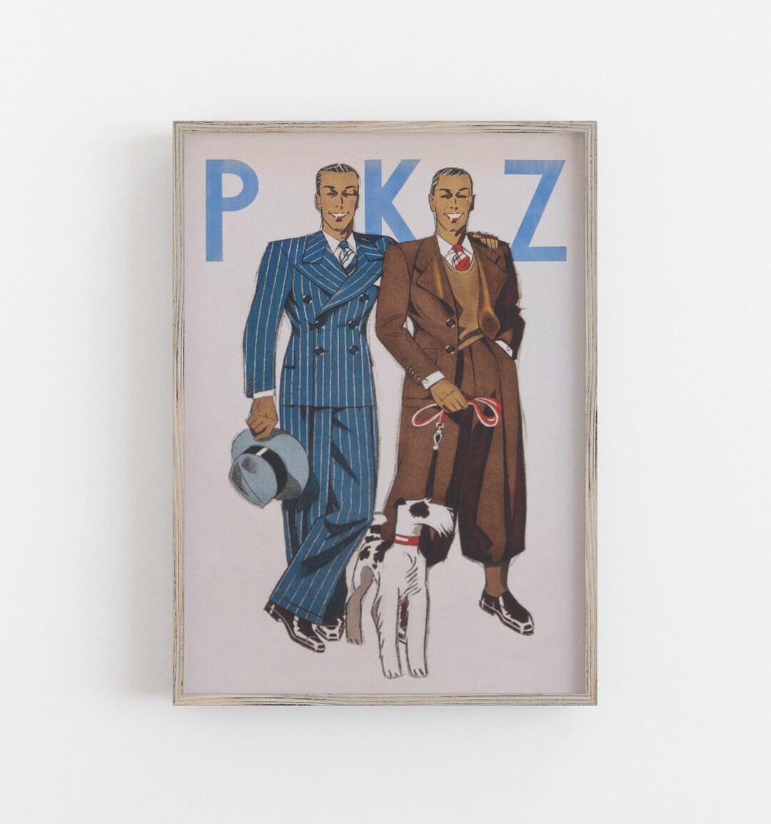 Vintage Fashion Art Print: Dapper Men & Dog, Art Deco (digital Download ...