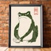 Grumpy Frog Art, Vintage Frog Print, Vintage Wall Art, Japanese Frog ...