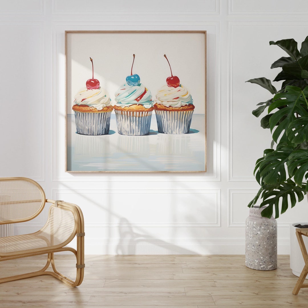 Cupcakes Wall Art | Dessert Wall Art | Soft Pastel Colors | Food Art ...