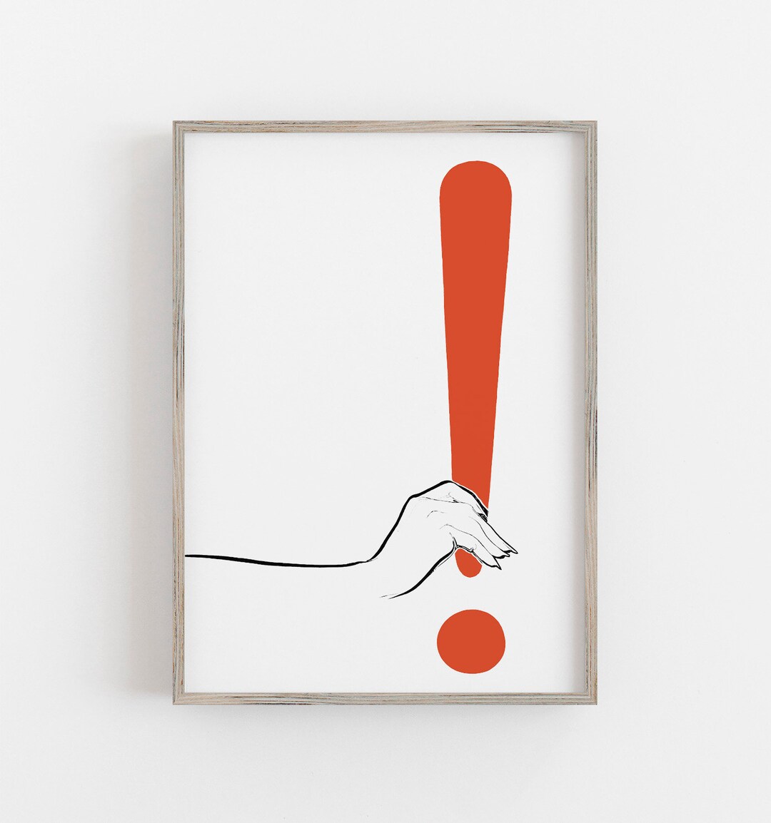 Red Exclamation Point Art, Vintage Wall Art, Red and White Art, Retro ...