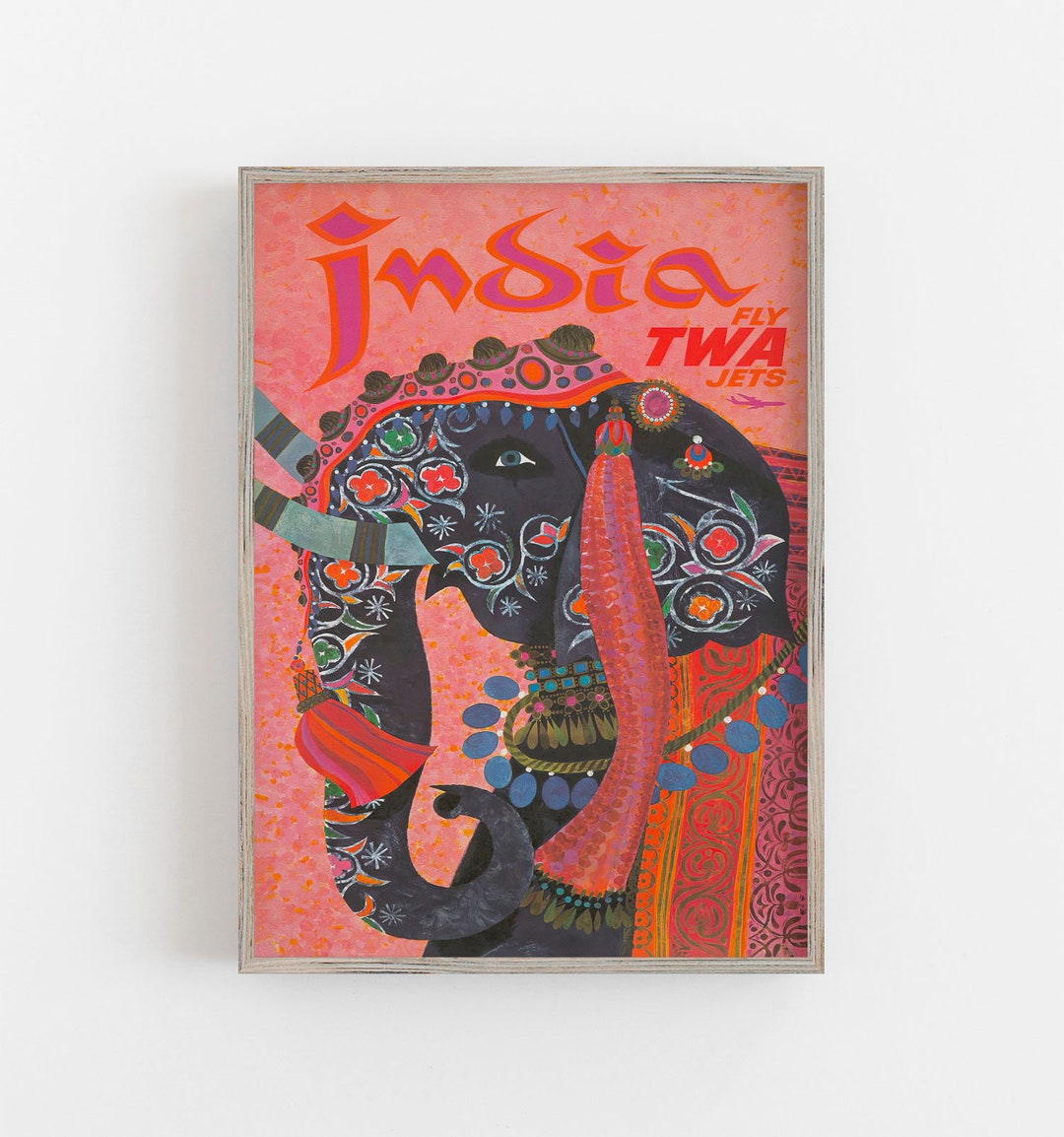 Vintage India Travel Poster: Elephant Wall Art (digital Download) - Etsy