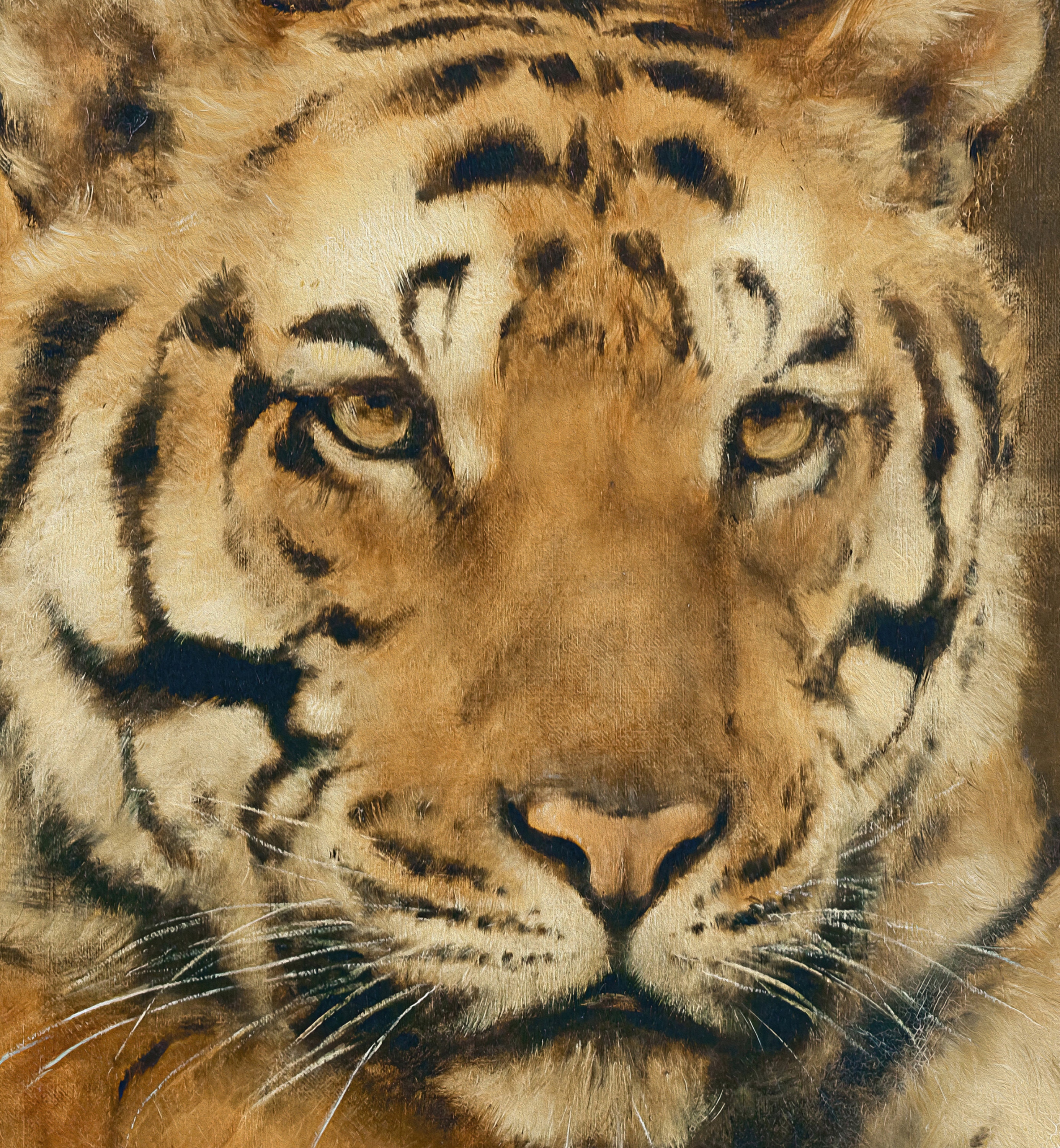Vintage Tiger Painting: Muted Neutral Colors (digital Download) - Etsy