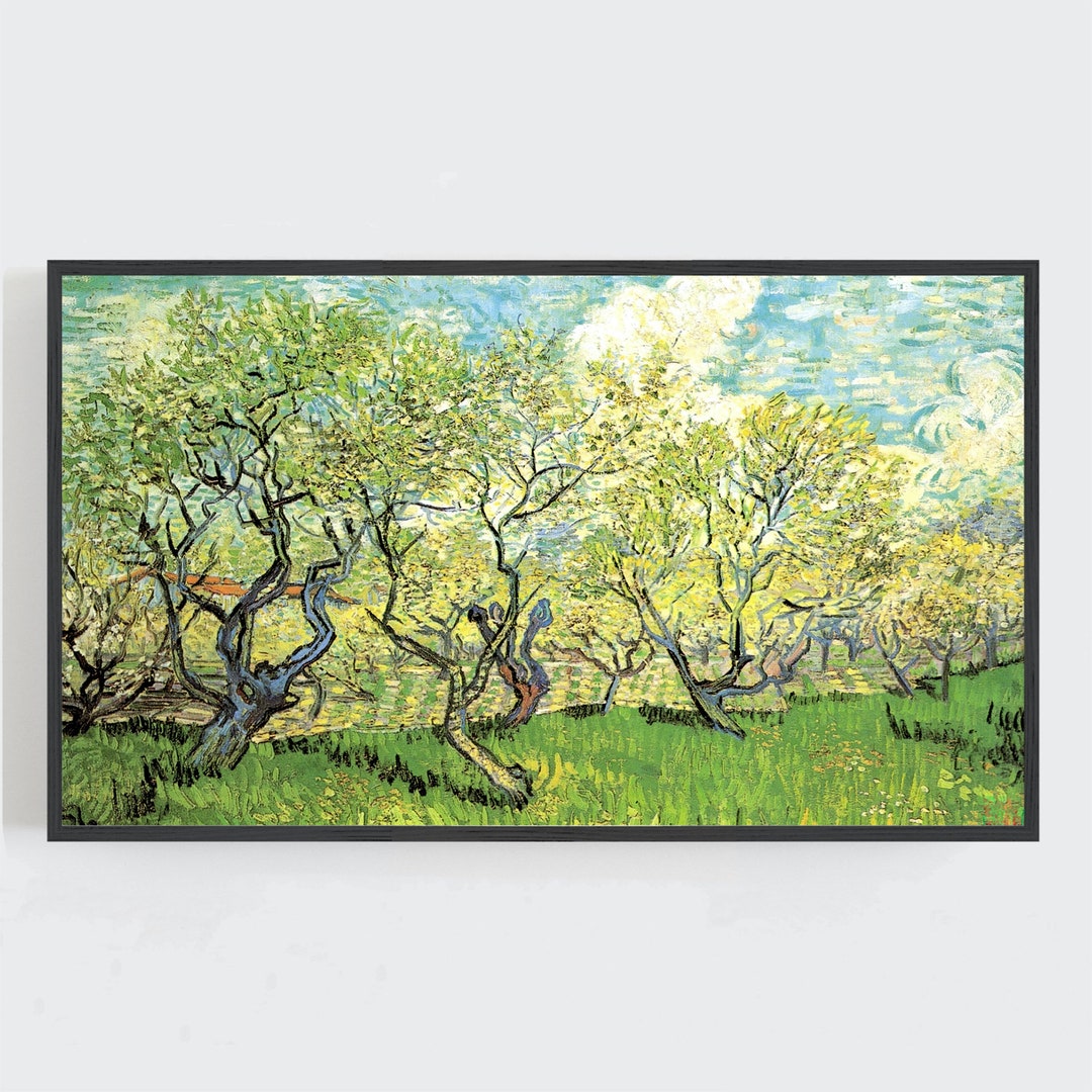 Van Gogh Frame TV Art, Flowering Orchard Wall Art, Van Gogh Wall Art ...