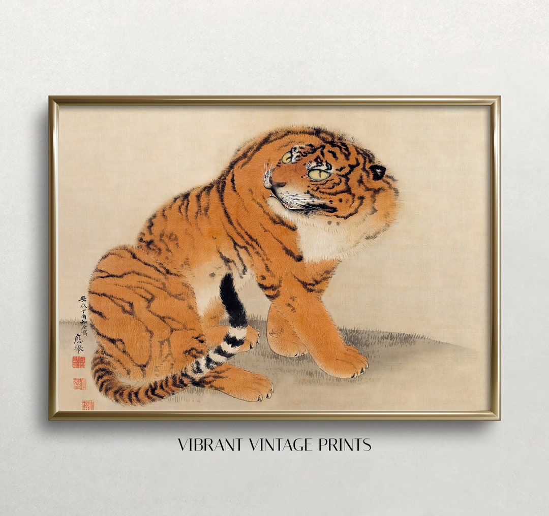 Vintage Tiger Art Print: Muted Neutral Colors (digital Download) - Etsy