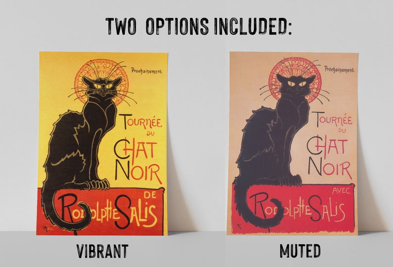 Black Cat Wall Art Chat Noir Print Vintage Poster Art - Etsy