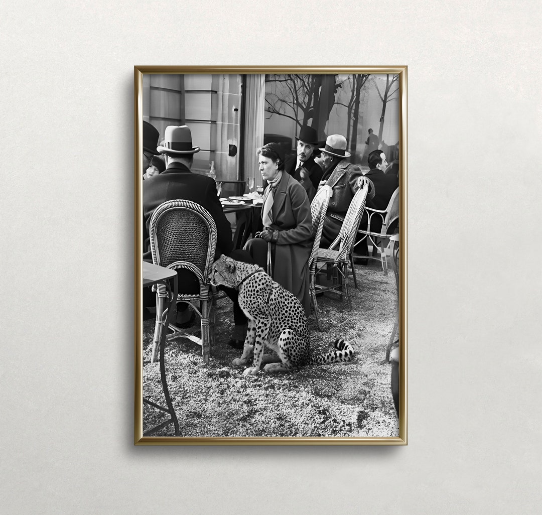 Lady With Ocelot, Black and White Art, Vintage Wall Art, Leopard Wall ...