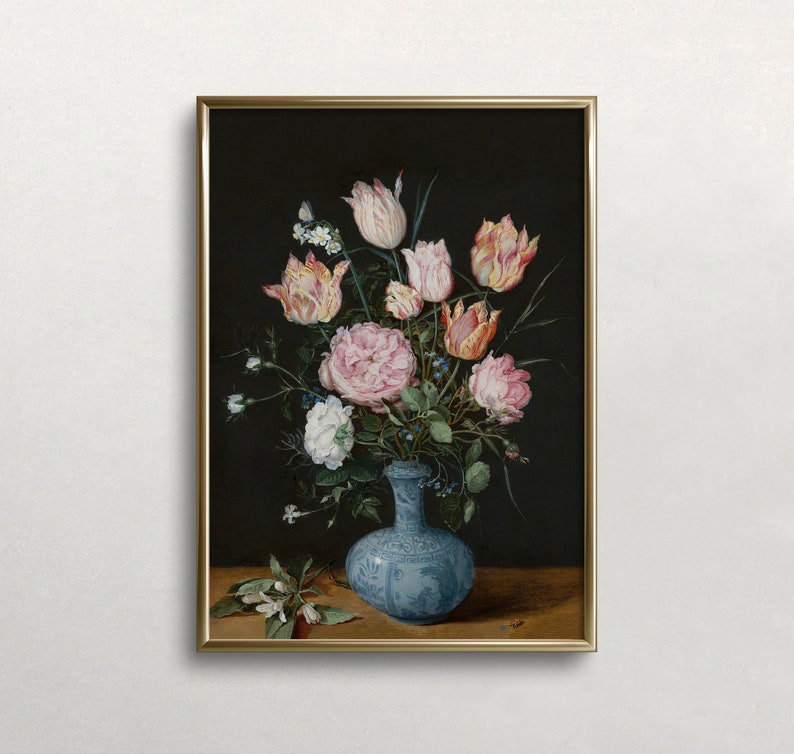Moody Flower Print Flowers in Vase Vintage Wall Art Dark - Etsy