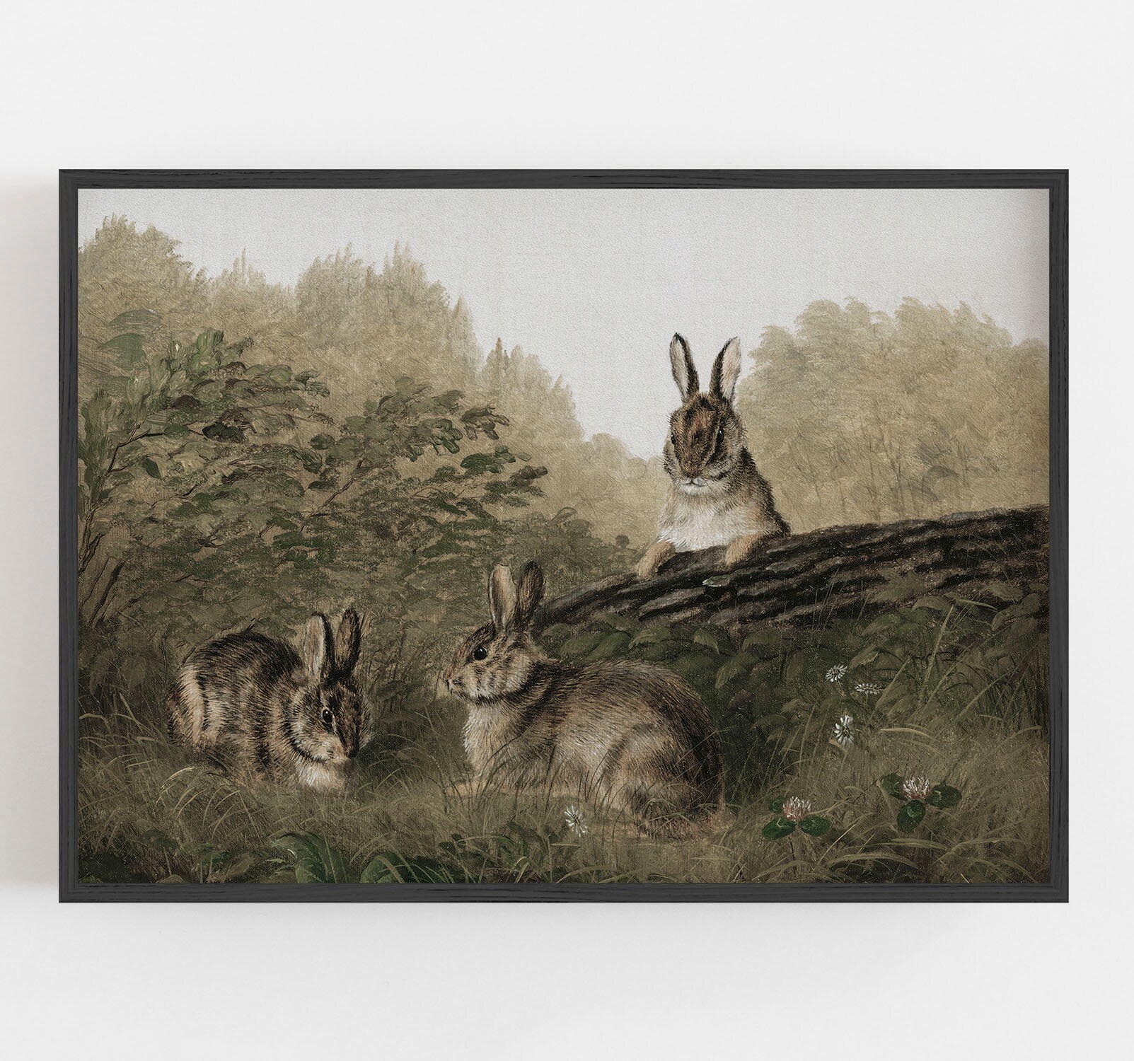 Rabbits Wall Art Vintage Wall Art Bunny Rabbit Print | Etsy