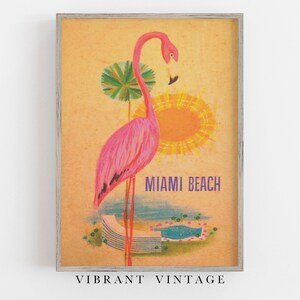 Miami Wall Art, Vintage Wall Art, Retro Wall Decor, Miami Travel Prints ...