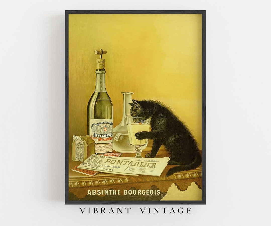 Vintage Absinthe Cat Print: Bar Wall Decor (digital Download) - Etsy