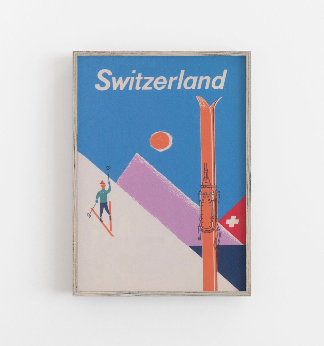 Switzerland Wall Art, Vintage Ski Poster, Ski Print, Retro Wall Decor ...
