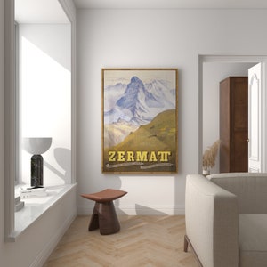 Vintage Zermatt Switzerland Print, Matterhorn Wall Art (digital ...