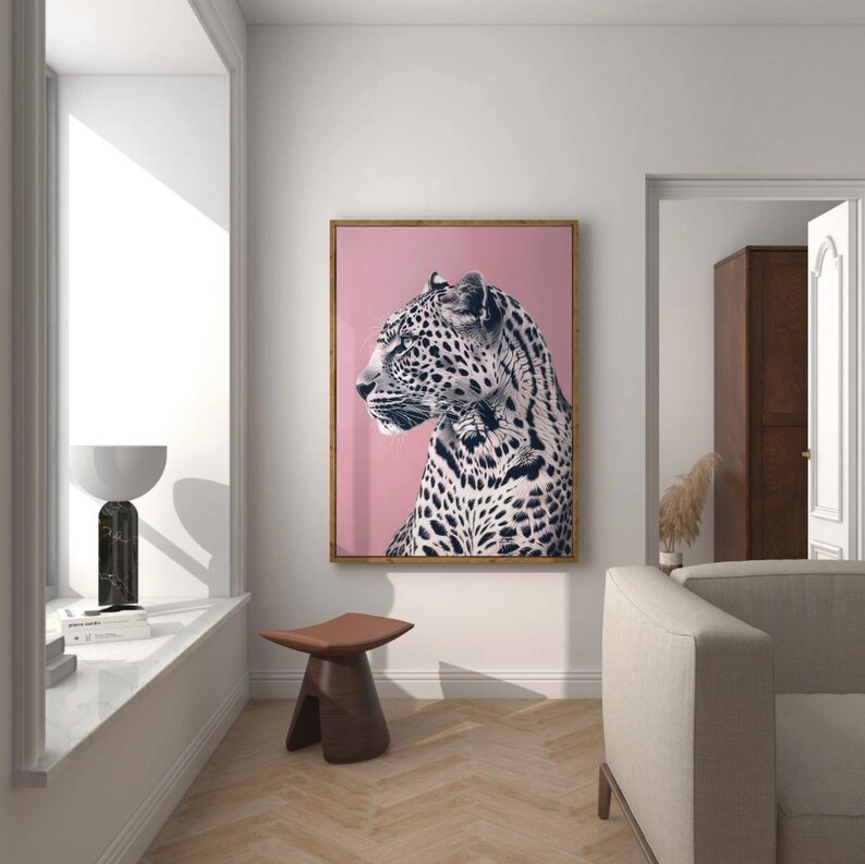 Pink Leopard Art Print: Safari Animal Wall Decor (digital Download) - Etsy