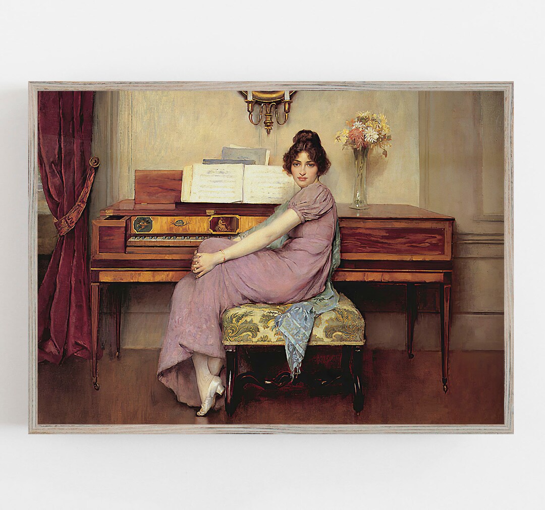 Piano Player Art | Music Wall Art | Vintage Wall Art | Woman Portrait ...