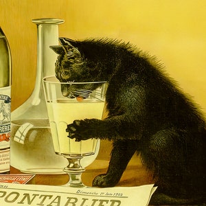 Vintage Absinthe Cat Print: Bar Wall Decor (digital Download) - Etsy