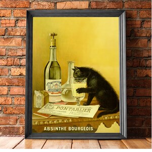 Vintage Absinthe Cat Print: Bar Wall Decor (digital Download) - Etsy