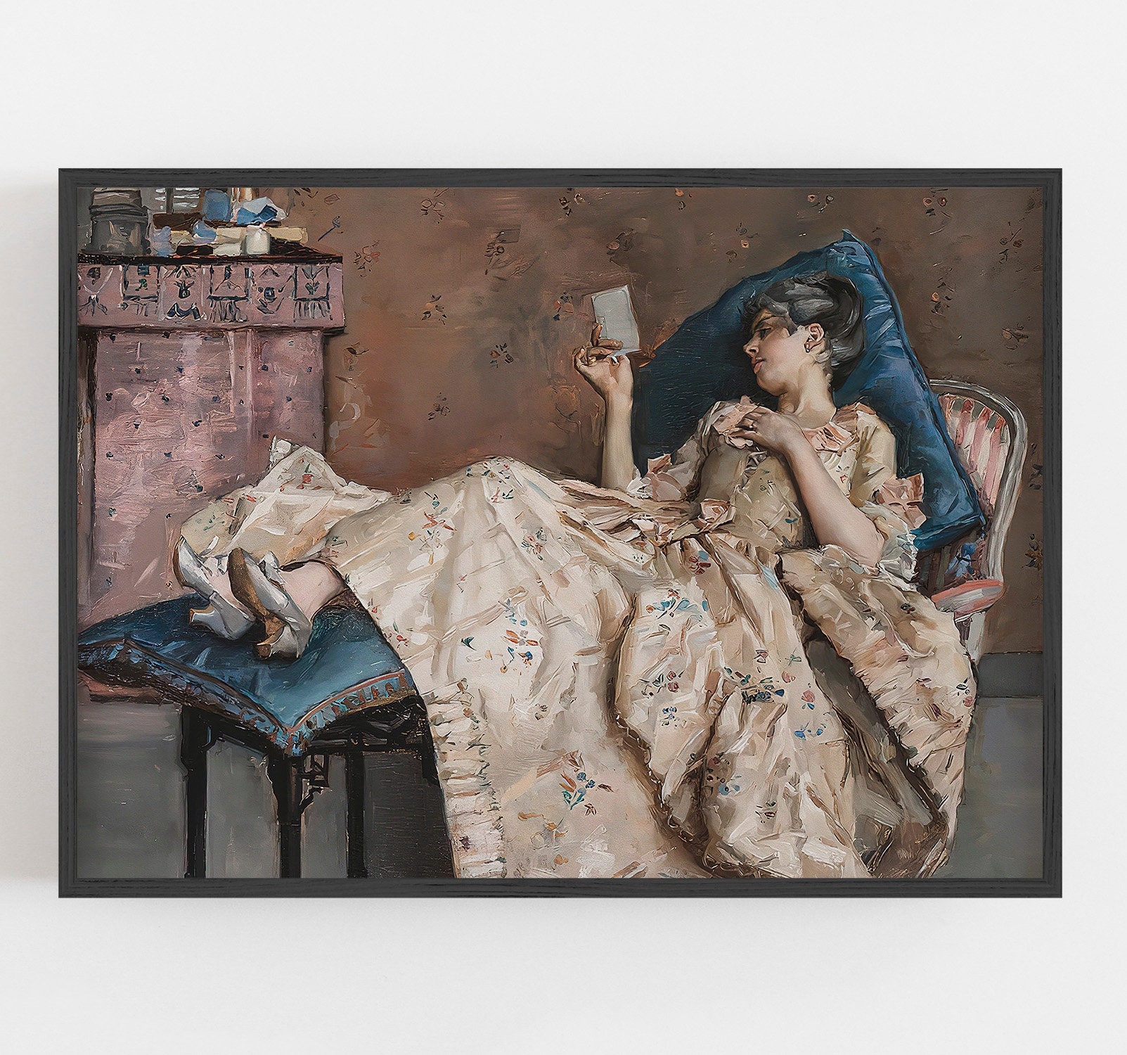 Woman Portrait Reading a Letter Vintage Wall Art - Etsy