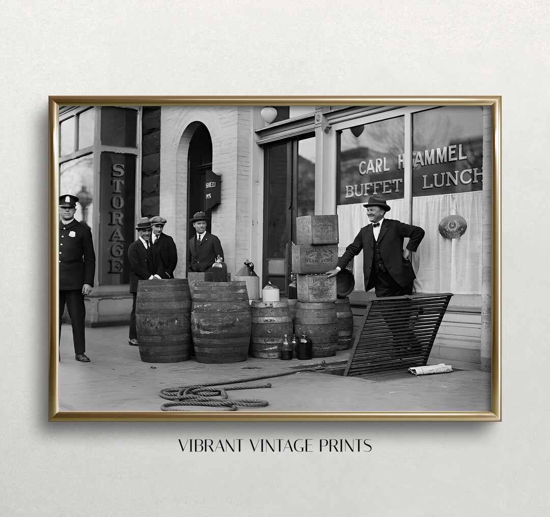 Prohibition Wall Art, Black and White Art, Agents Raid, Vintage Wall ...