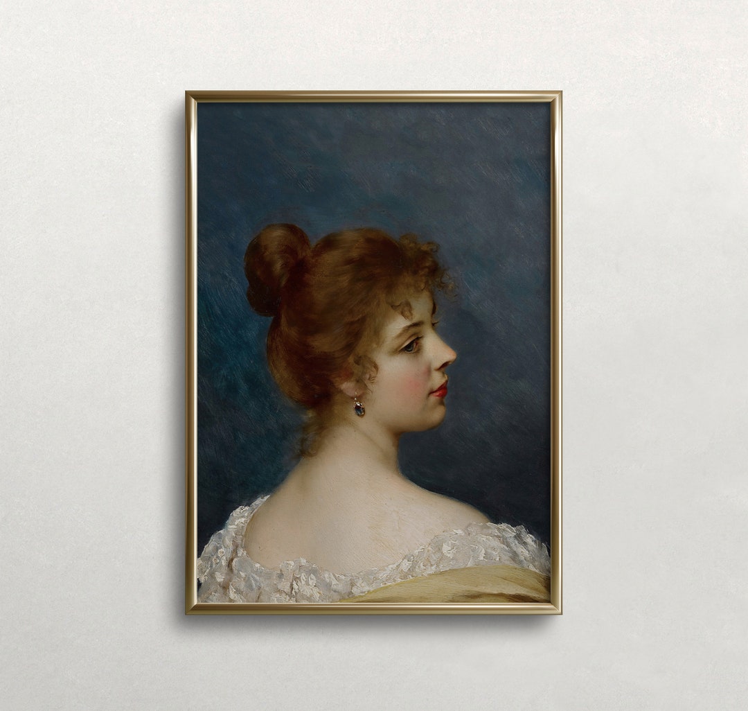 Woman Portrait Vintage Wall Art Moody Portrait Antique Wall Decor ...