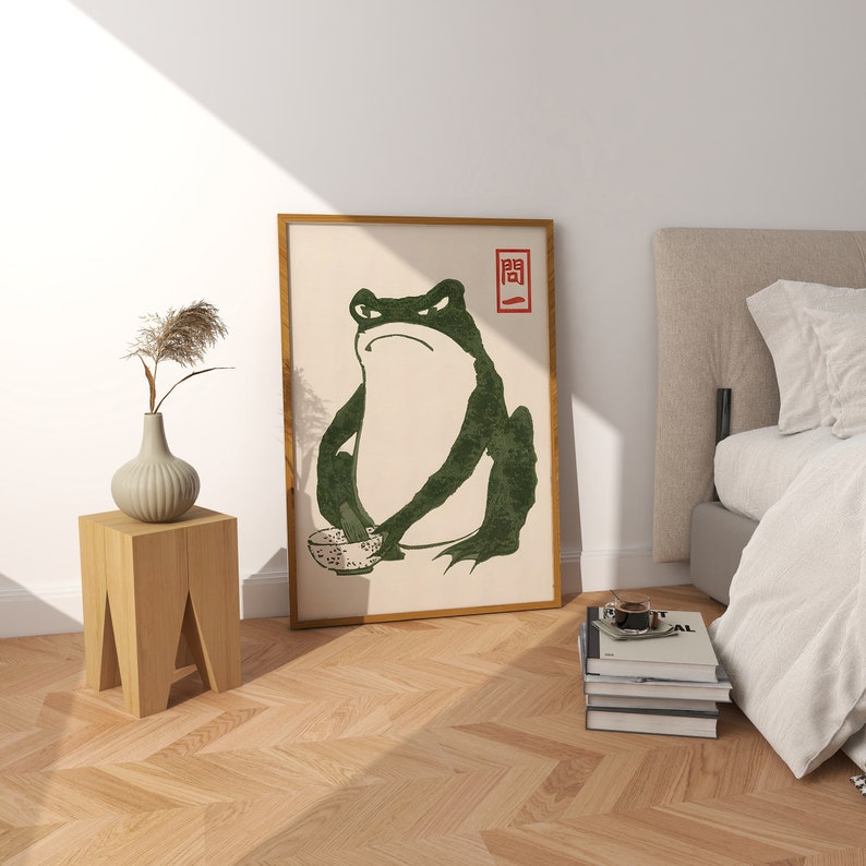 Grumpy Frog Matcha Tea Art: Vintage Japanese Print (digital Download ...
