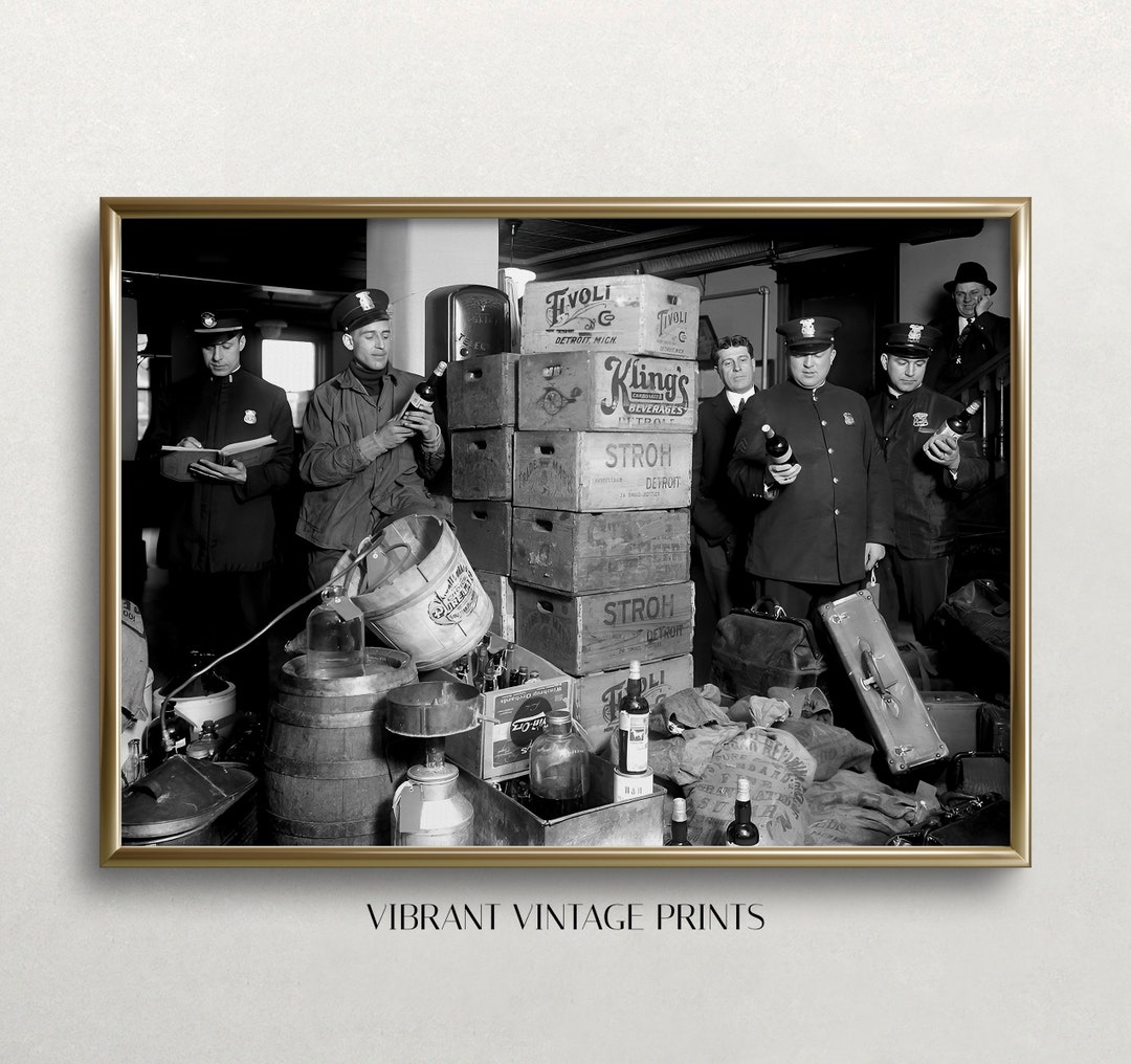 Prohibition Wall Art, Black and White Art, Police Raid, Vintage Wall ...