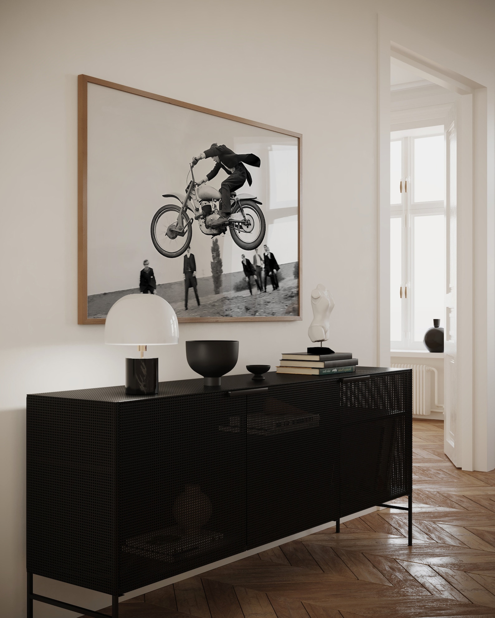 Vintage Motorcycle Jump Art: Black and White Daredevil Photo (digital ...